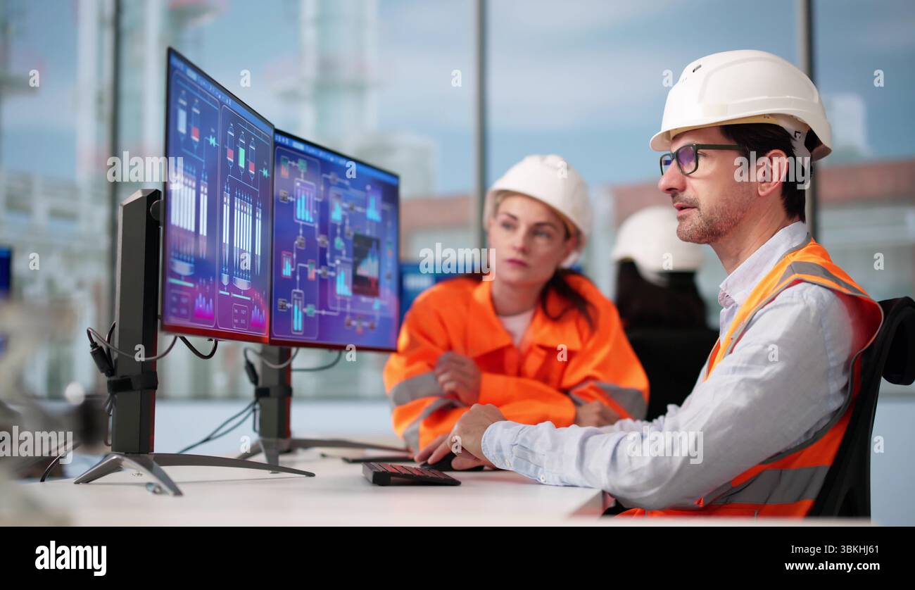 Black Woman Engineer Monitors Innovative Automation System At Oil ...