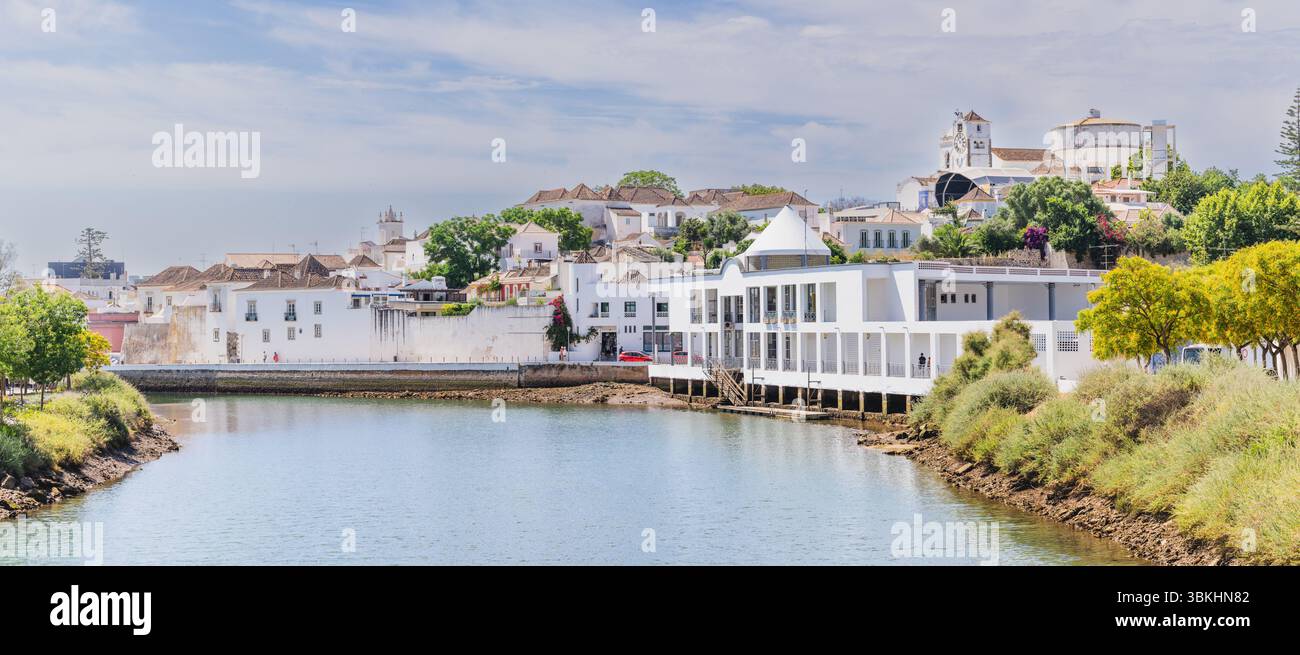 Tavira, Portugal, June 15, 2025. A scenic view across the Gilão River ...