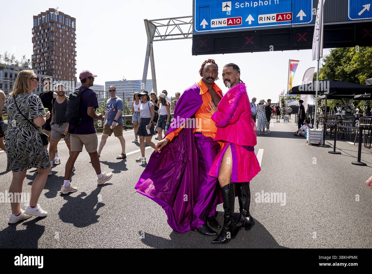 AMSTERDAM - Visitors on the car-free Ring A10 where the city of ...