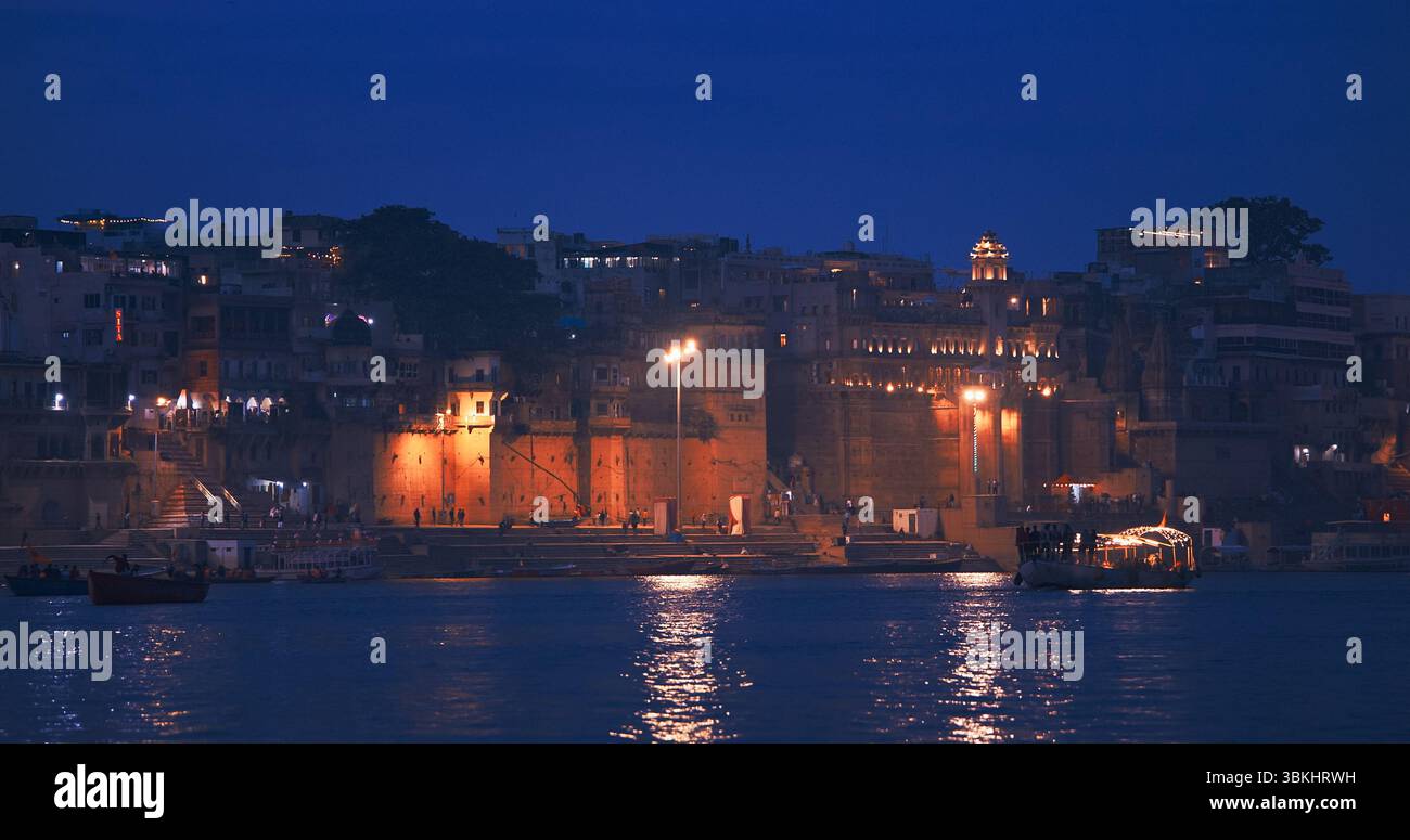 Varanasi, Uttar Pradesh, India. Chousatti Ghat and Rana Mahal Ghat in ...