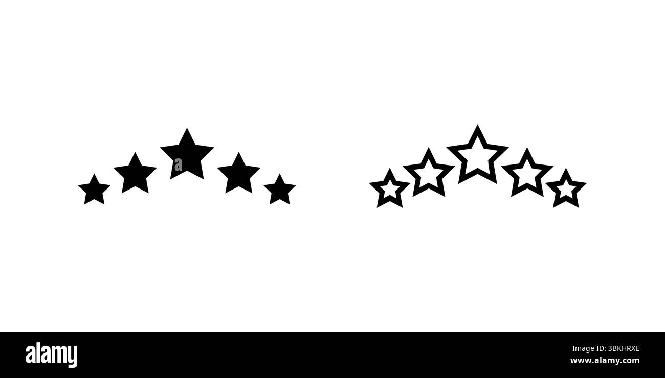 Icons of two five stars for rating and quality. Represent excellence ...
