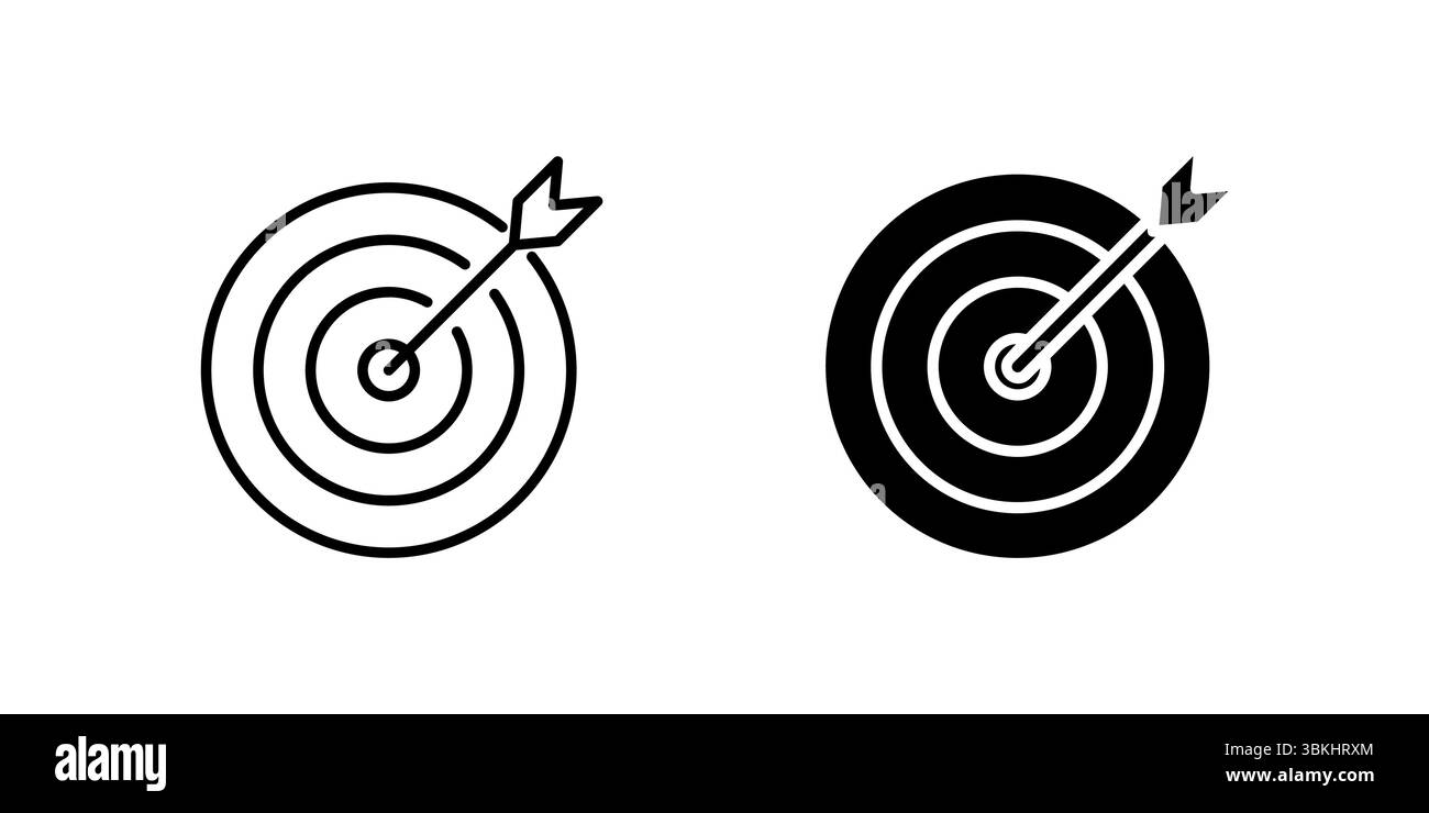Icons of two bullseye targets for sports and goals. Represent accuracy ...
