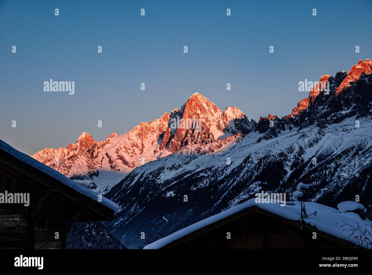 Sunset on Chamonix Stock Photo - Alamy