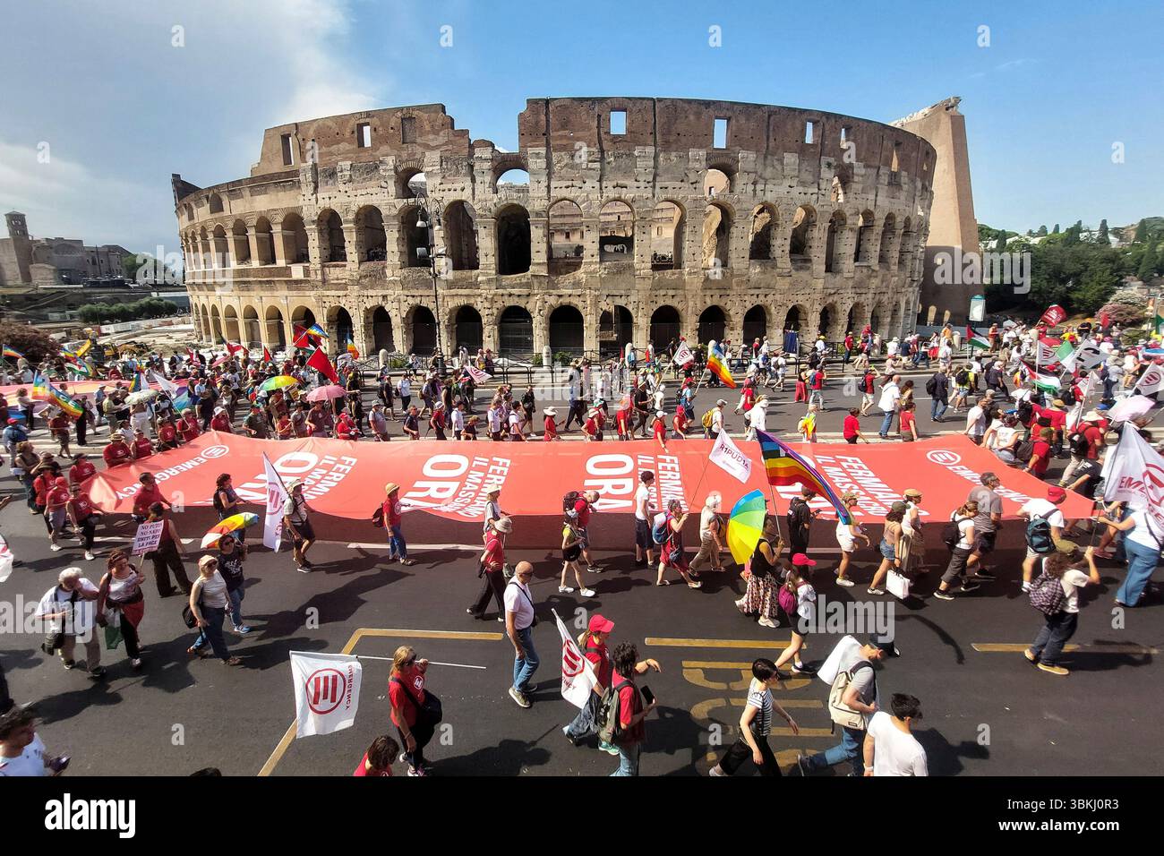 People take part in a national demonstration against rearmament and war ...