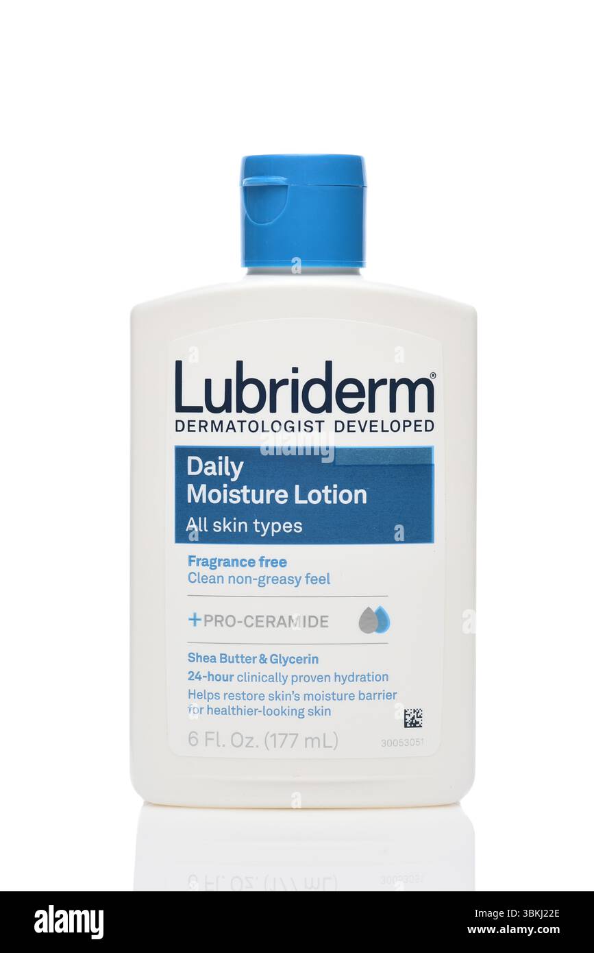 IRVINE, CALIFORNIA -20 JUNE 2025: A plastic squeeze bottle of Lubriderm ...
