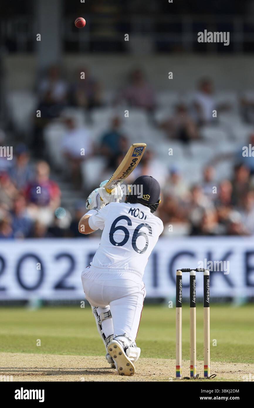 England's Joe Root plays a shot on day two of the first cricket test ...