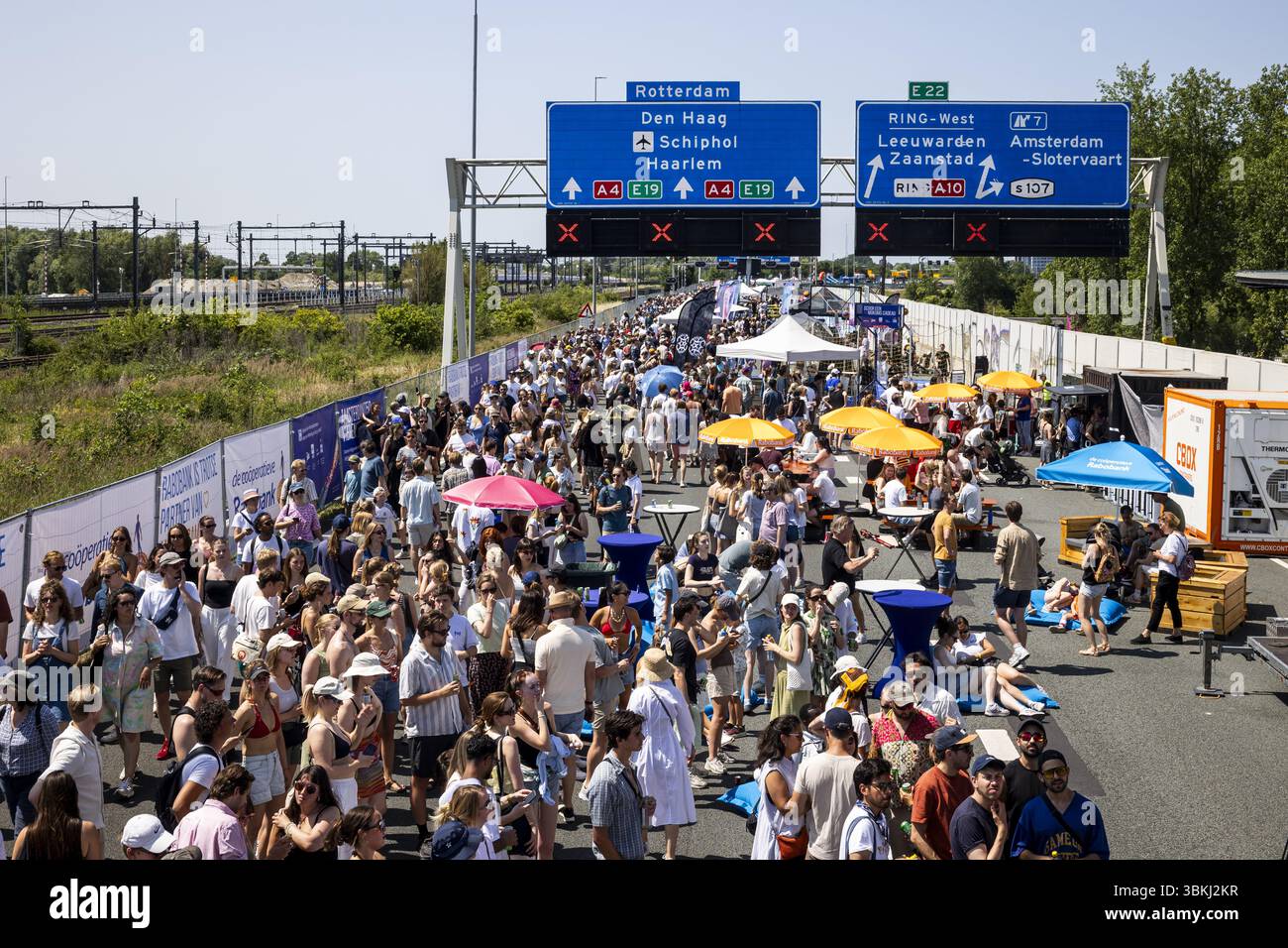 AMSTERDAM - Visitors on the car-free Ring A10 where the city of ...