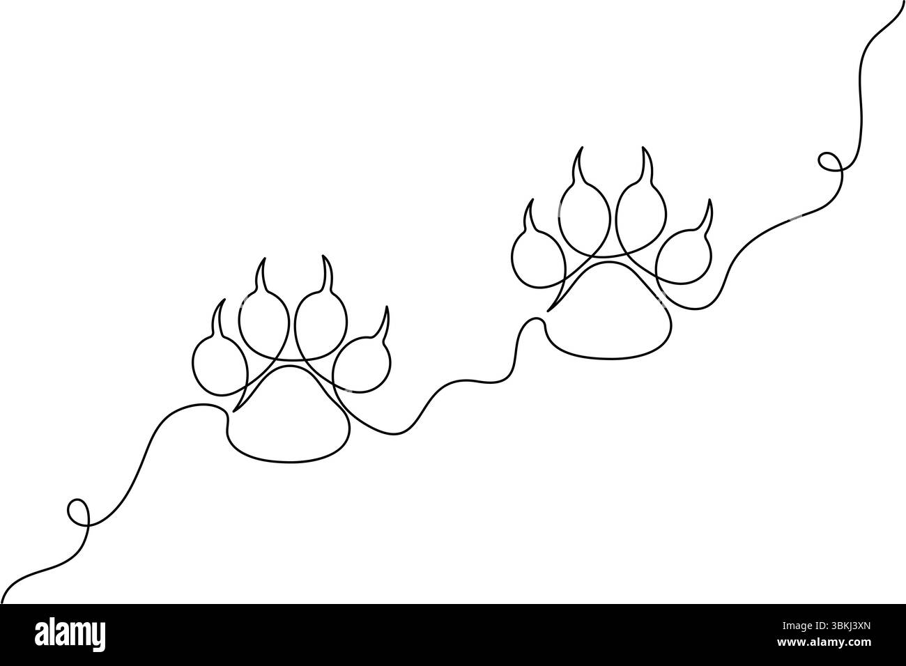 Single line dog foot symbol vector and outline paw print Stock Vector ...