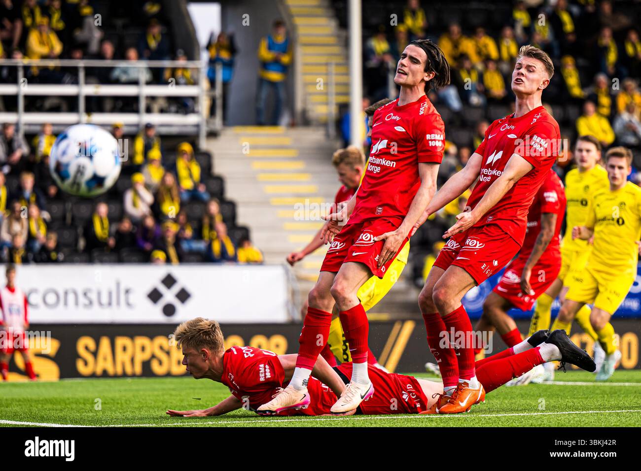 250621 Ulrik Mathisen and Emil Kornvig of Brann reacts after missing a ...