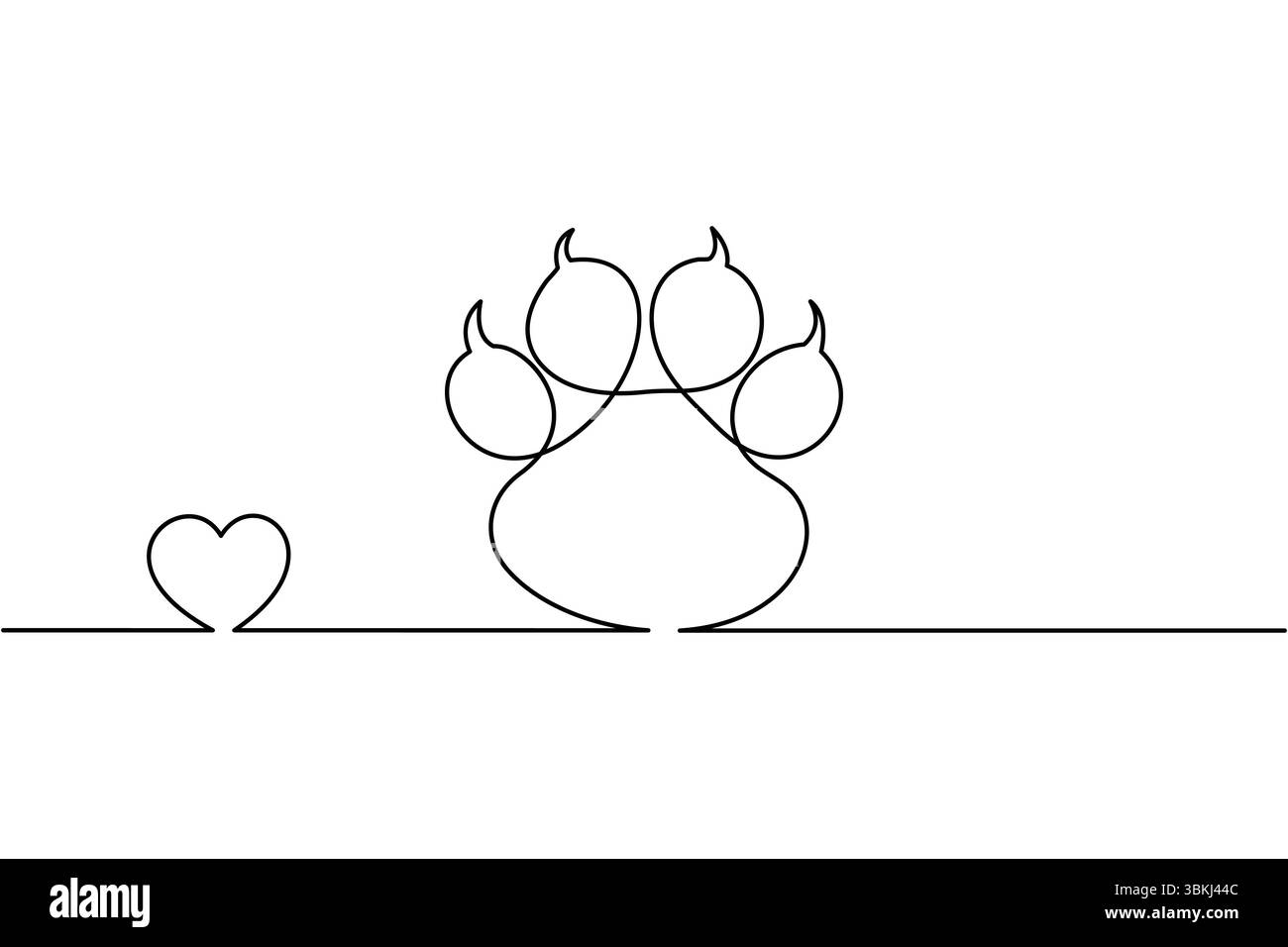 Dog paw one line drawing minimalist vector illustration Stock Vector ...