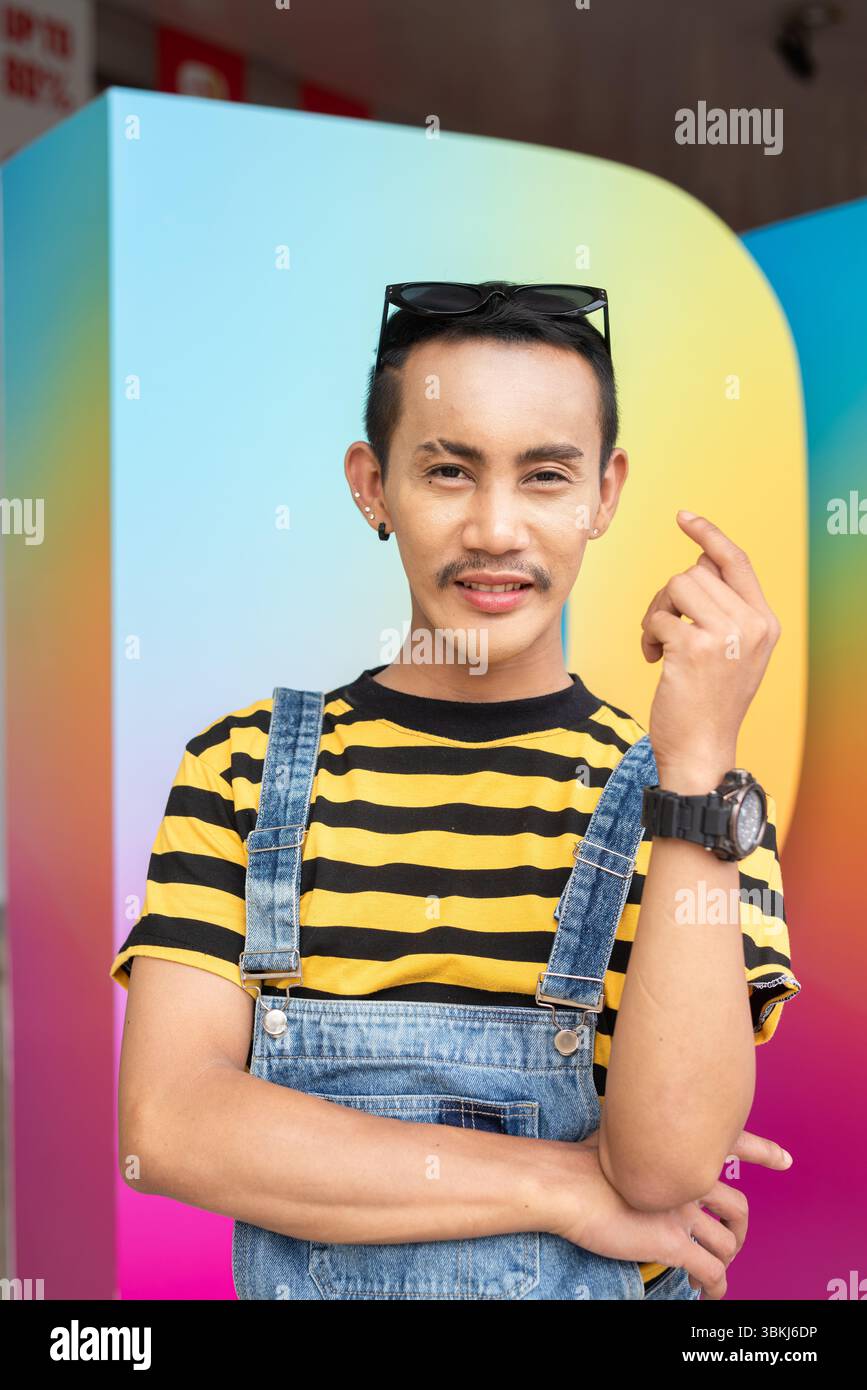 Portrait of nonbinary genderfluid young Asian gay man Stock Photo - Alamy