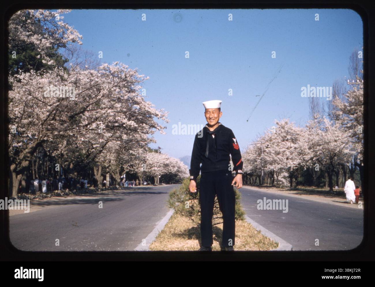 A Korean American U.S. Navy sailor poses at Chinhae Naval Base in South ...