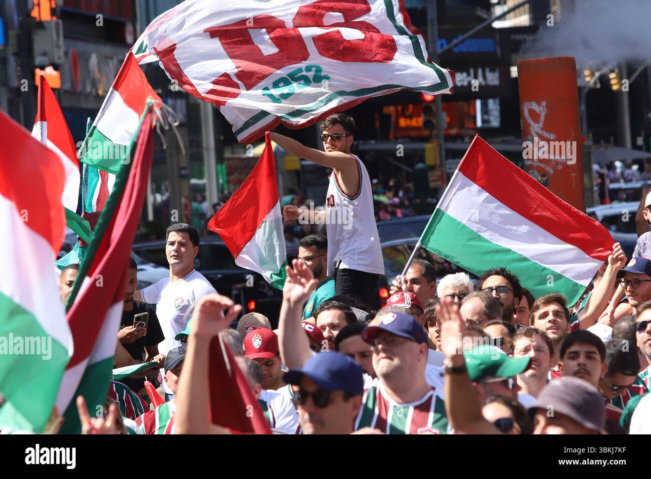 Fluminense fans gathered at Times Square ahead the match between Brazil ...
