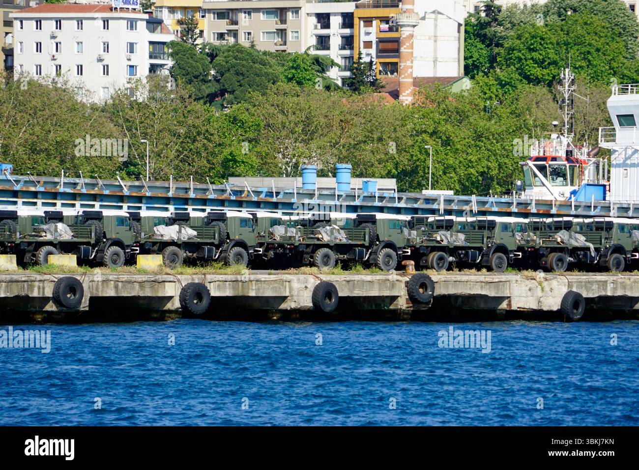 military vehicles loaded in a harbor Stock Photo - Alamy