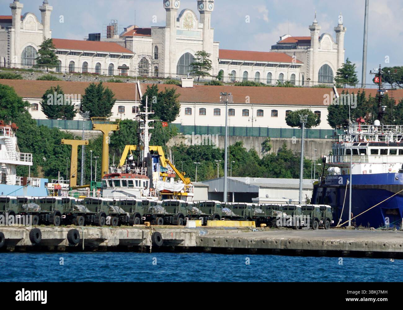 military vehicles loaded in a harbor Stock Photo - Alamy