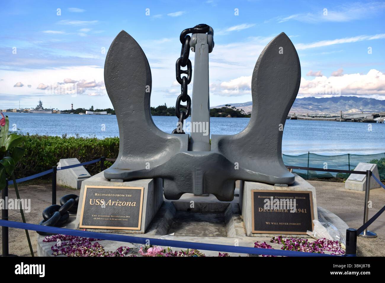 Anchor recovered from the USS Arizona. WWII Memorial, Pearl Harbor ...