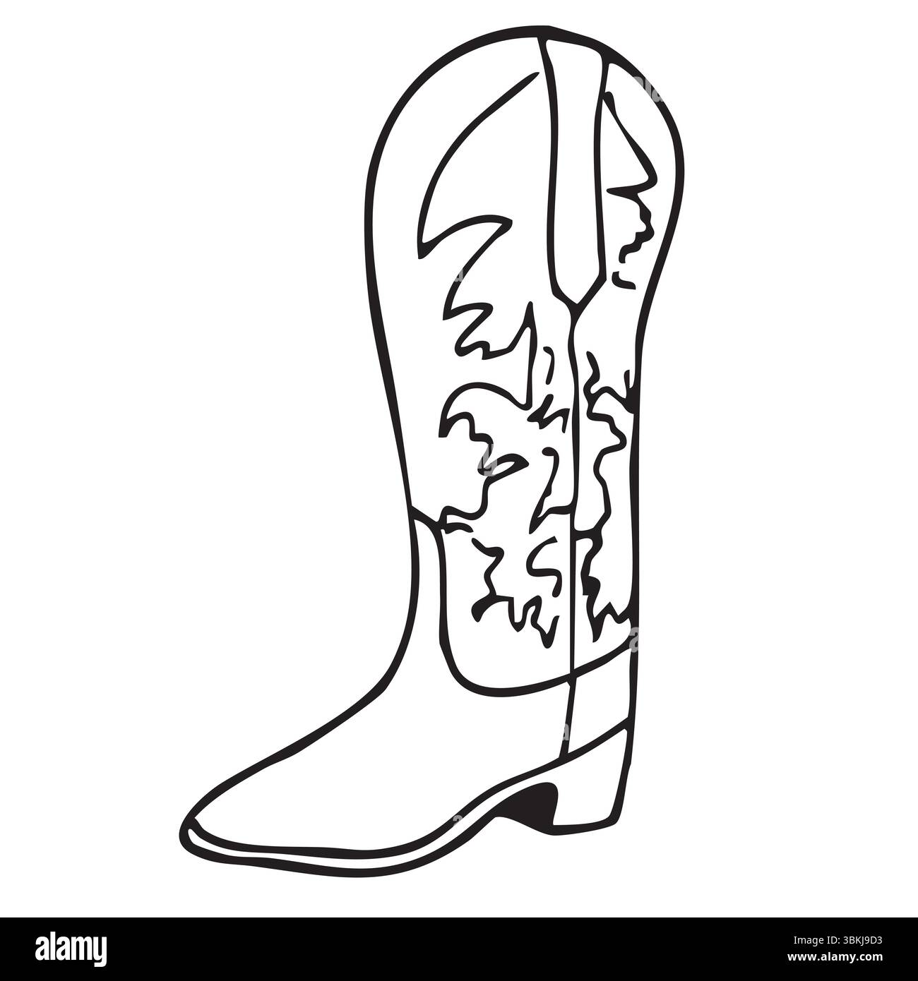 Hand drawn western vector doodles. Line art illustrations with wild ...