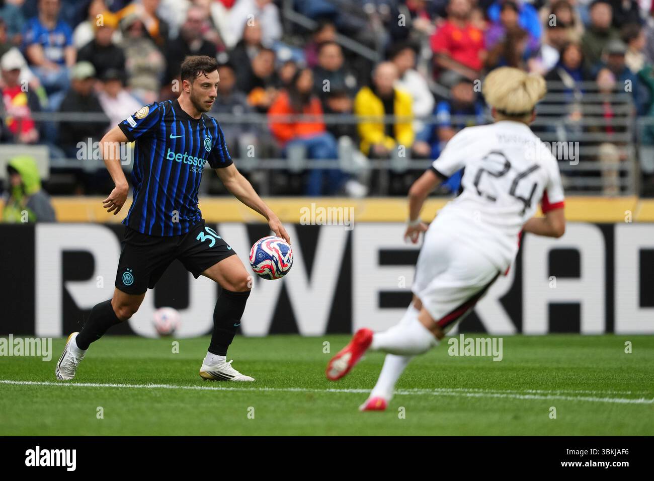 Inter Milan's Carlos Augusto and Urawa Red Diamonds' Yusuke Matsuo ...