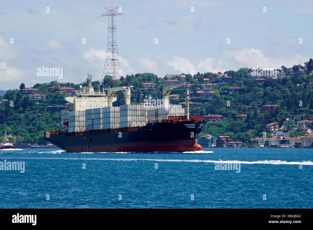 huge container vessel at the bosporus Stock Photo - Alamy
