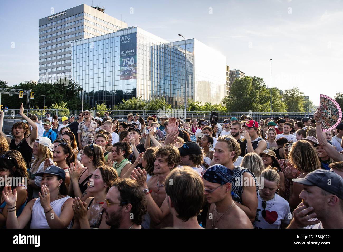 AMSTERDAM - Festival goers on the car-free Ring A10 where the city of ...