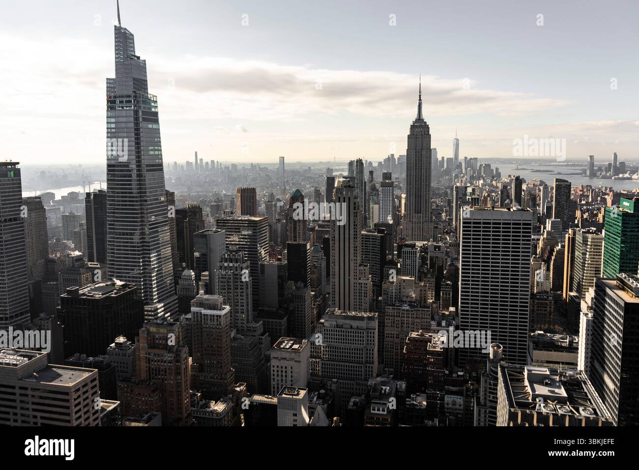 Aerial view of New York City's dense urban landscape with towering ...