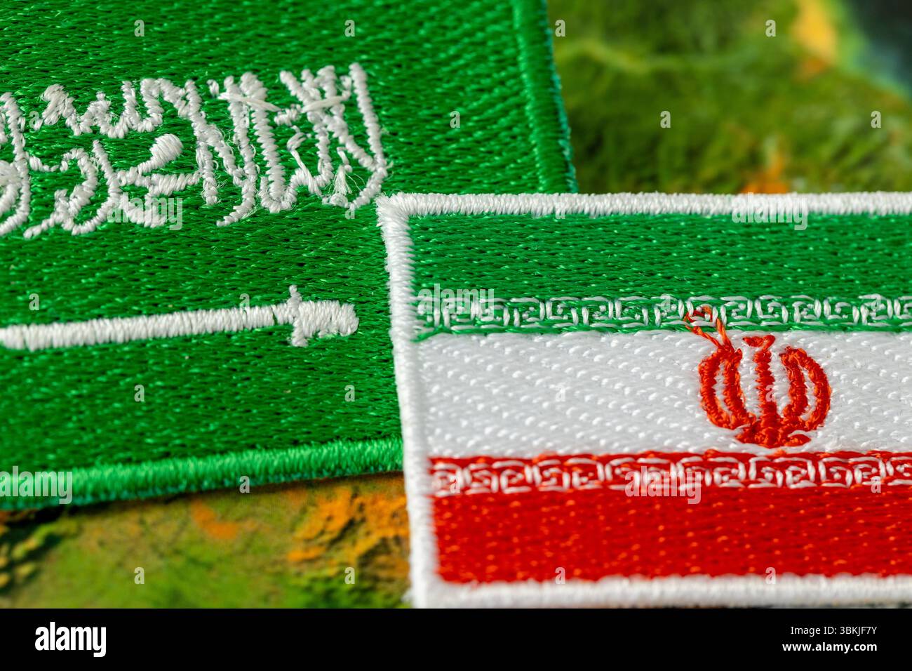 symbols of Saudi Arabia and Iran. The concept of mutual relations ...