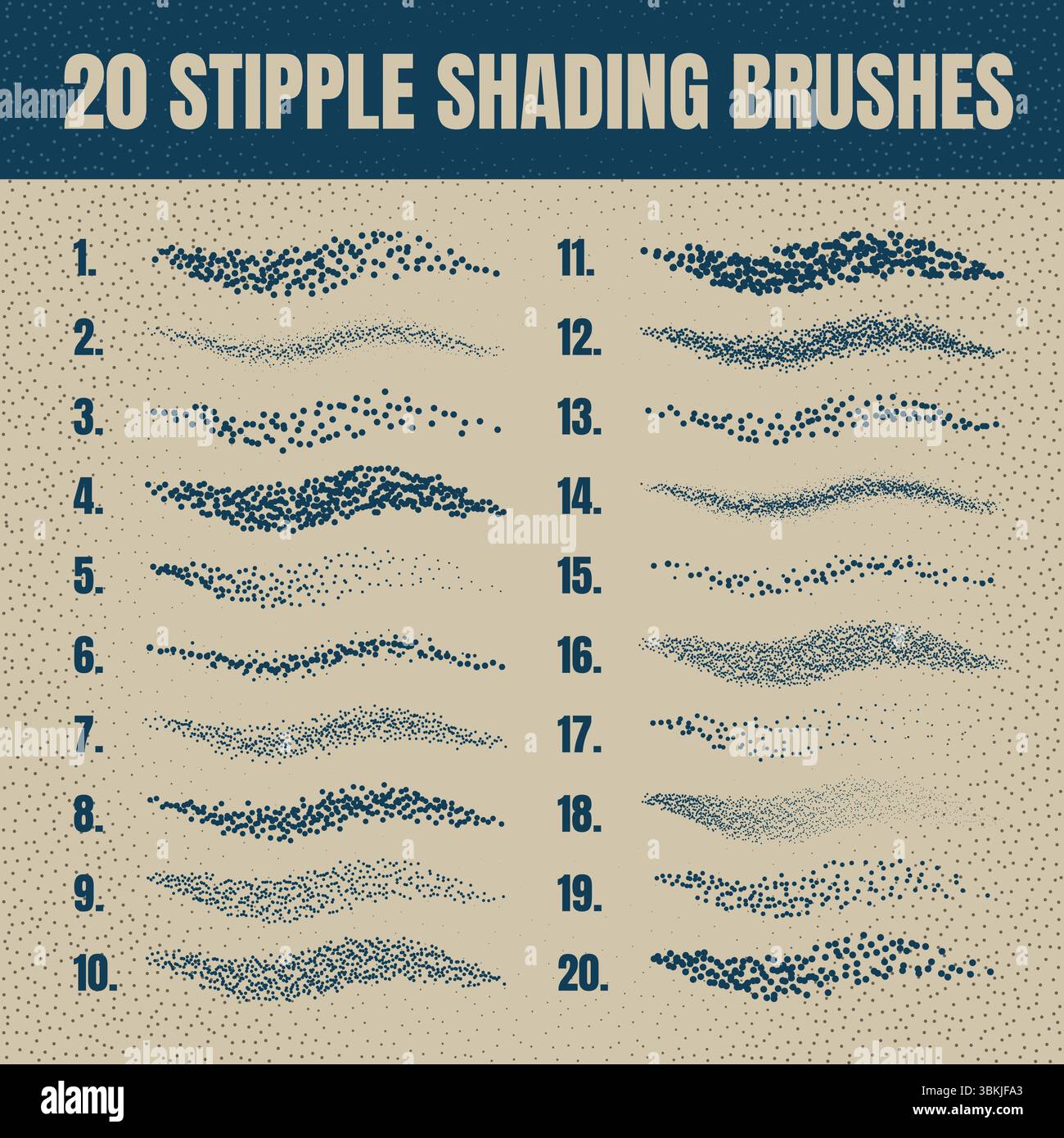 Ink scatter brush, stipple drawing and texturing. Fading gradient ...