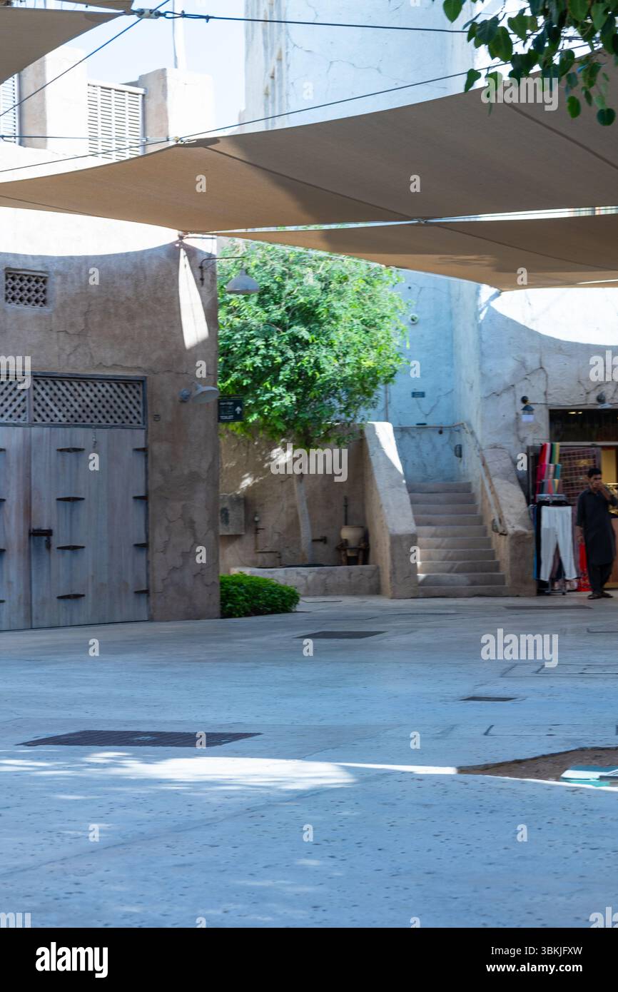 Old town in Al Seef Cultural Historical District on shores of Dubai ...
