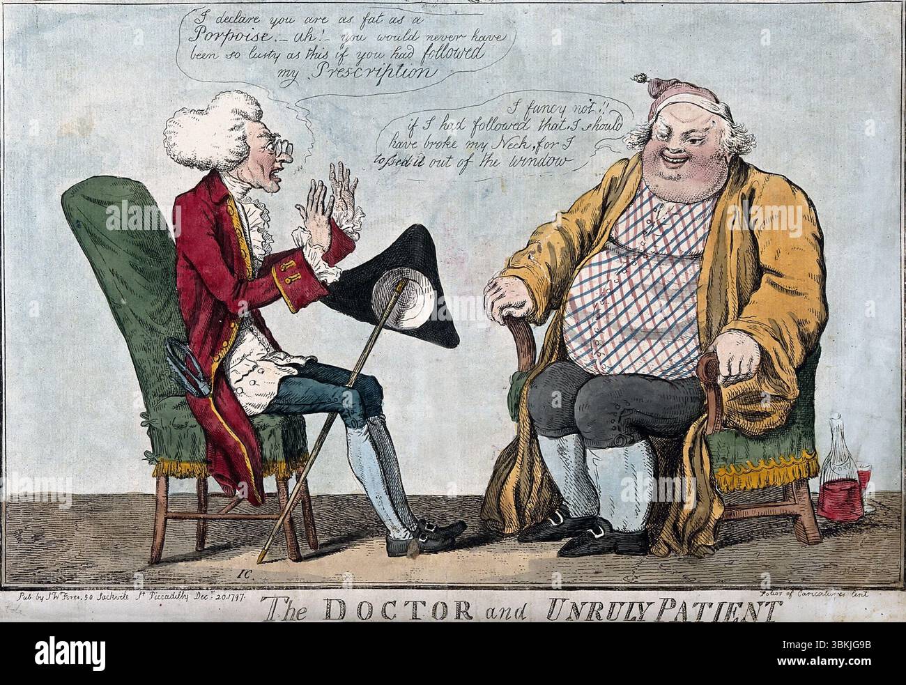 Georgian era engraving by Isaac Cruikshank 1797 of a Doctor ...