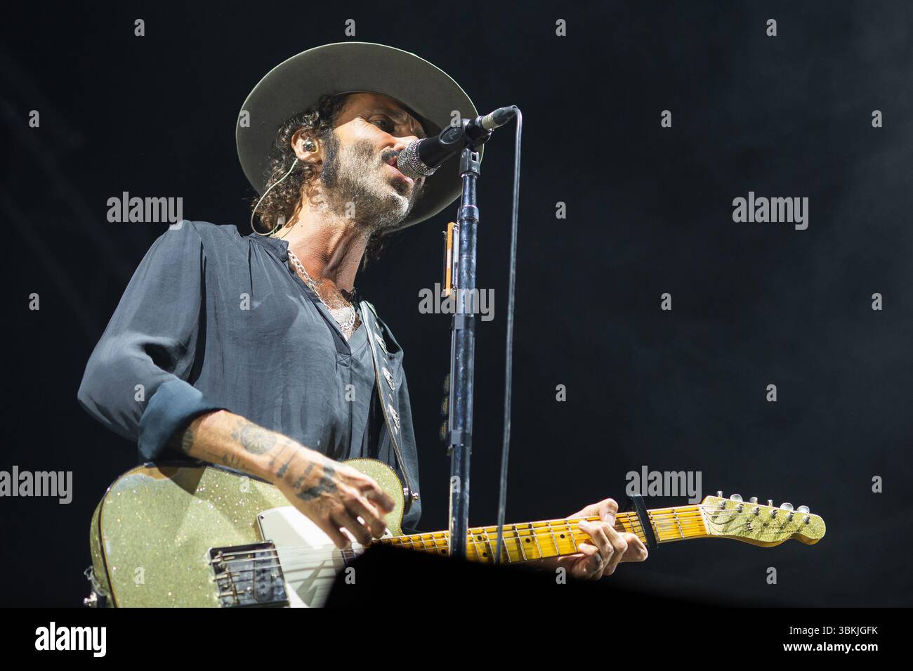 the singer Leiva performs during his concert Tour Gigante at the ...