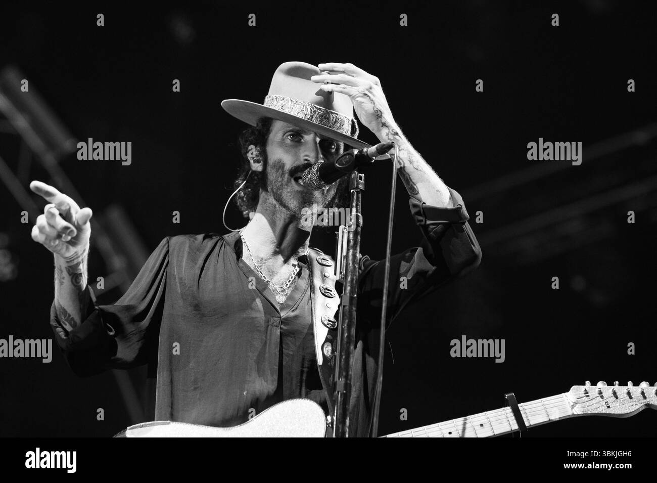the singer Leiva performs during his concert Tour Gigante at the ...