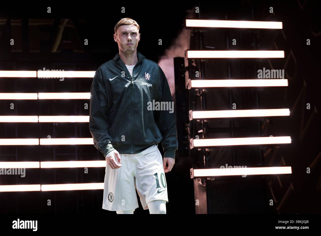 Cole Palmer of Chelsea FC enters the field of play prior to the FIFA ...