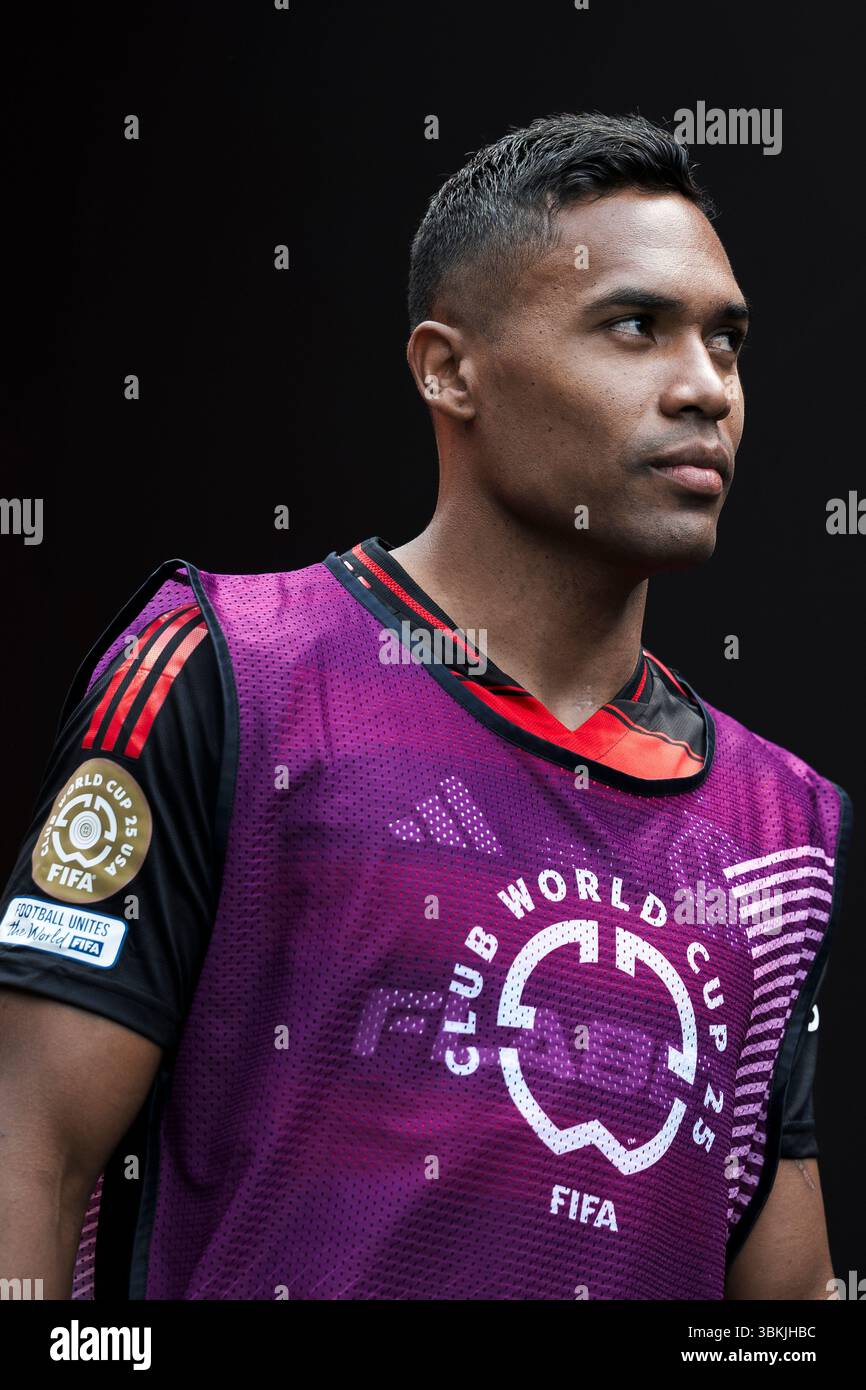 Alex Sandro of CR Flamengo enters the field of play prior to the FIFA ...