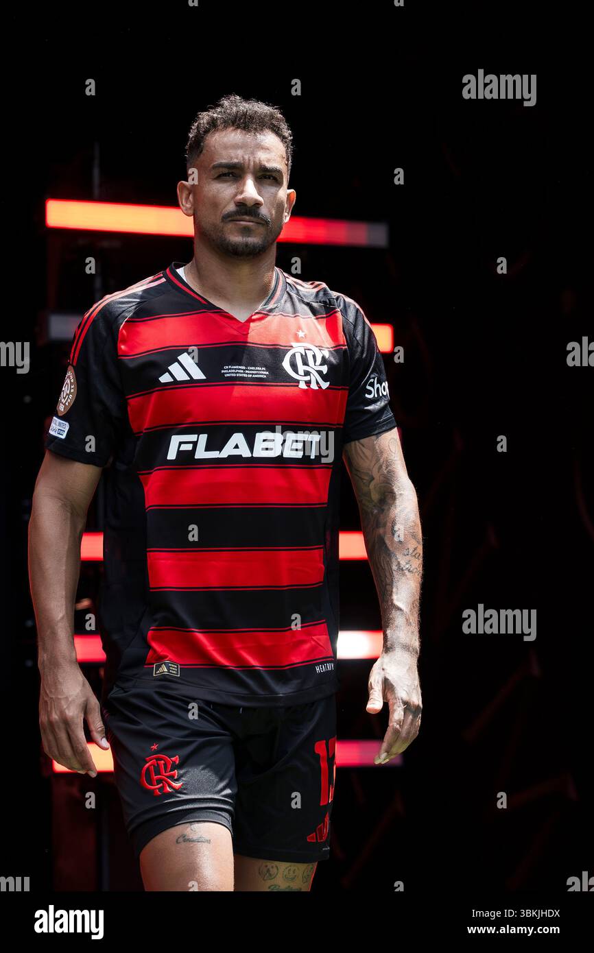 Danilo of CR Flamengo enters the field of play prior to the FIFA Club World Cup football match ...