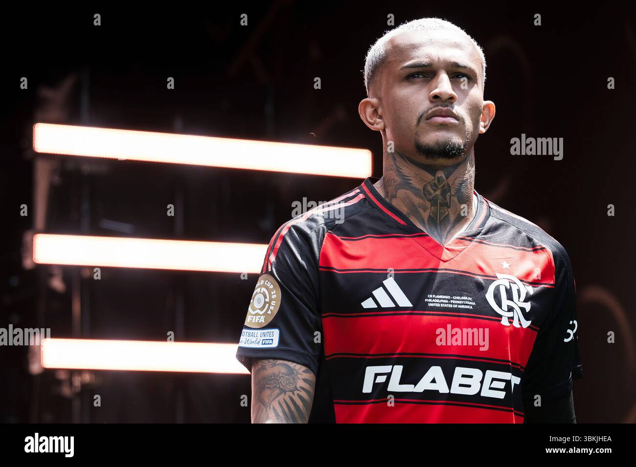 Wesley of CR Flamengo enters the field of play prior to the FIFA Club ...