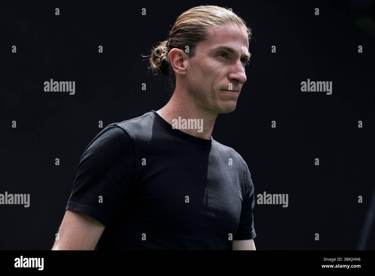 Filipe Luis, head coach of CF Flamengo, enters the field of play prior ...