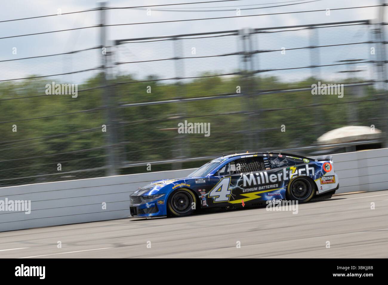 LONG POND, PA - JUNE 21: Noah Gragson, driver of the #4 MillerTech Ford runs down the front ...