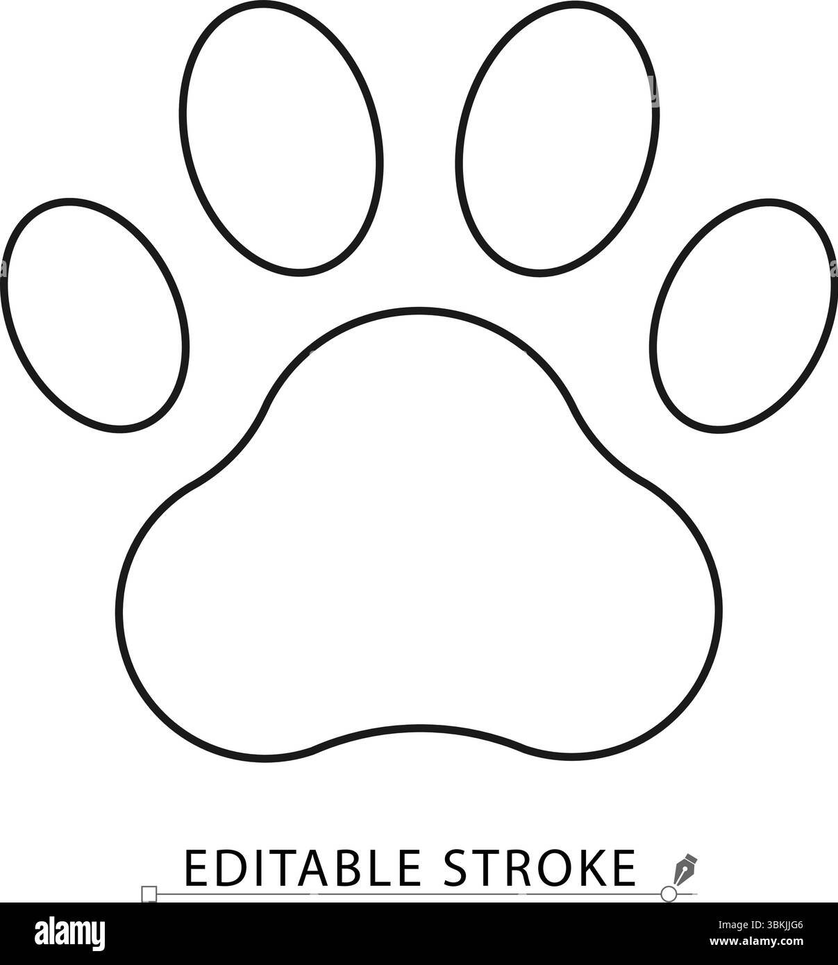 Paw print icon in minimal line style with editable stroke. Animal ...