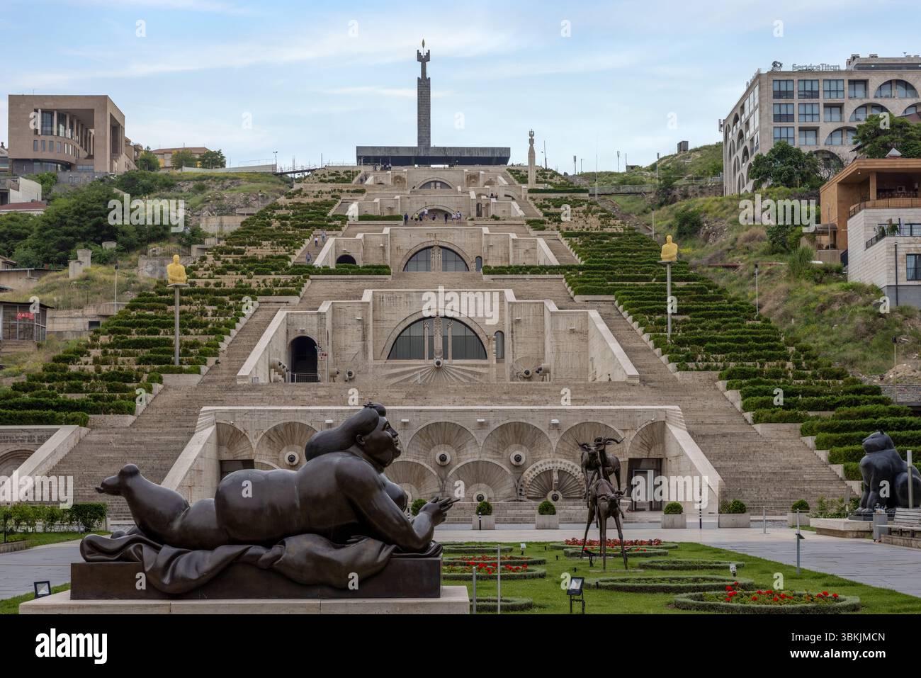 A giant limestone staircase adorned with modern art, the Cascade ...