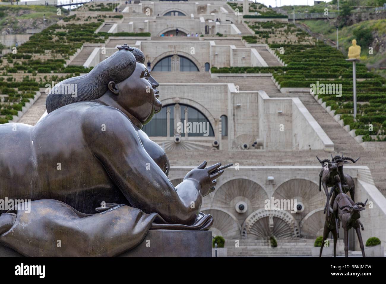 A giant limestone staircase adorned with modern art, the Cascade ...