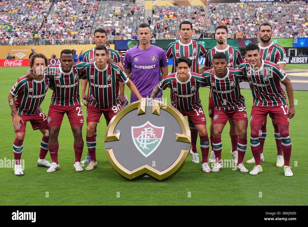Fluminense players line up for a group photo before playing against ...