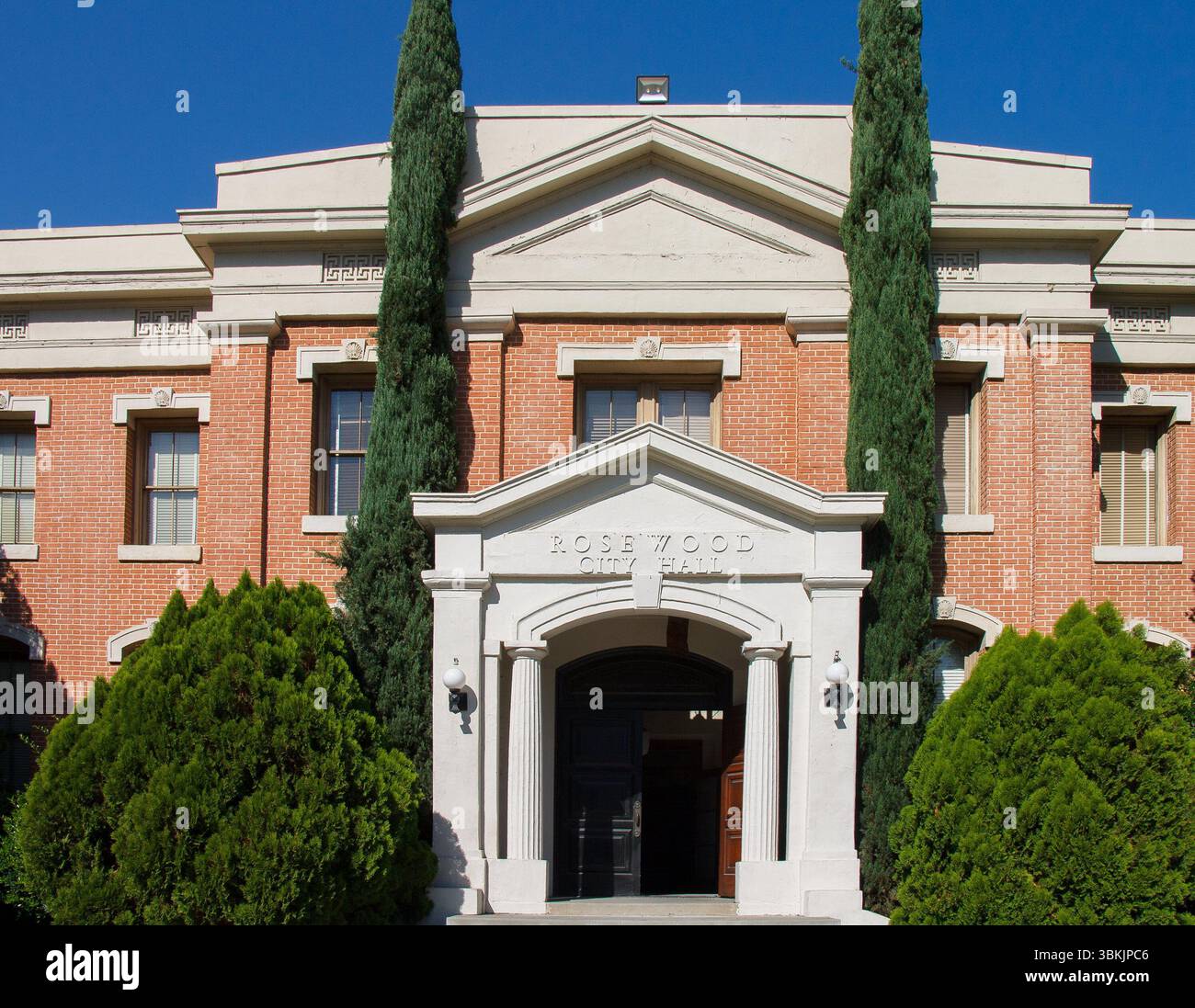 The Rosewood high school typical brick building facade in Warner Bros ...