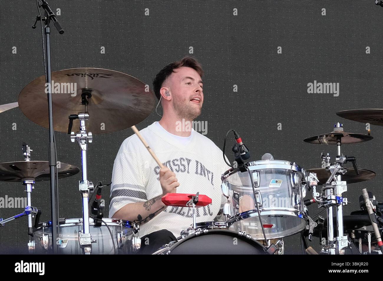Newport, UK. 21st June, 2025. Session musician and drummer Eddy Thrower ...