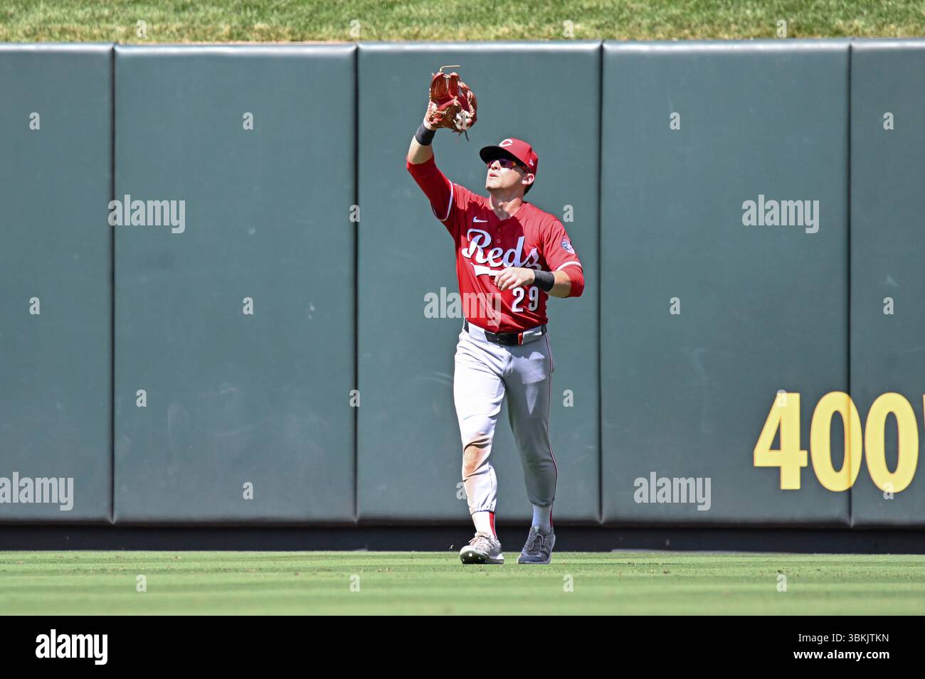 ST. LOUIS, MO - JUN 21: Cincinnati Reds outfielder TJ Friedl (29) makes ...
