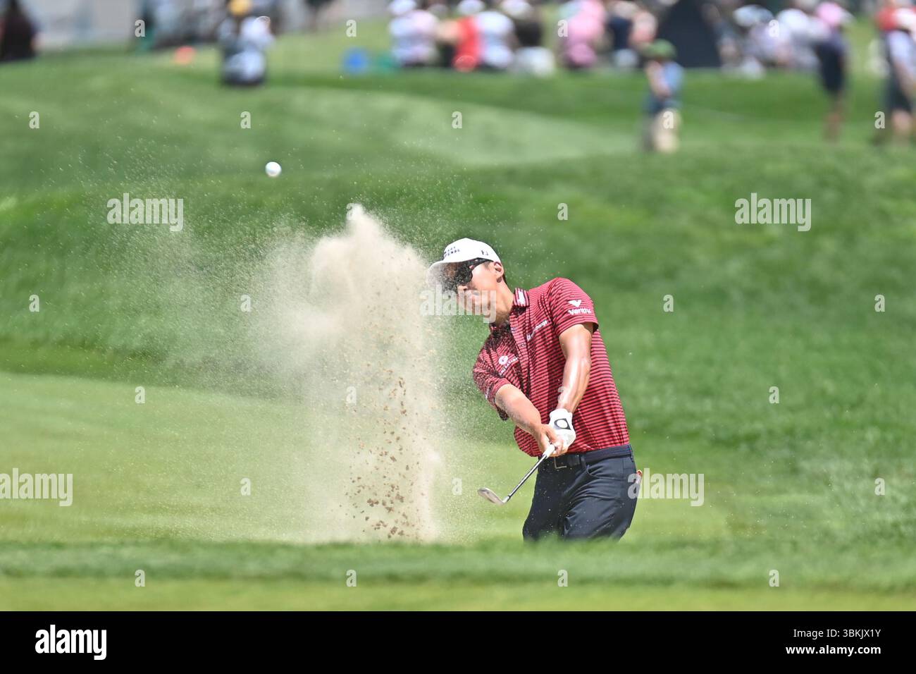 June 21, 2025: Luke Clanton hits out of the sand on the 6th hole during ...