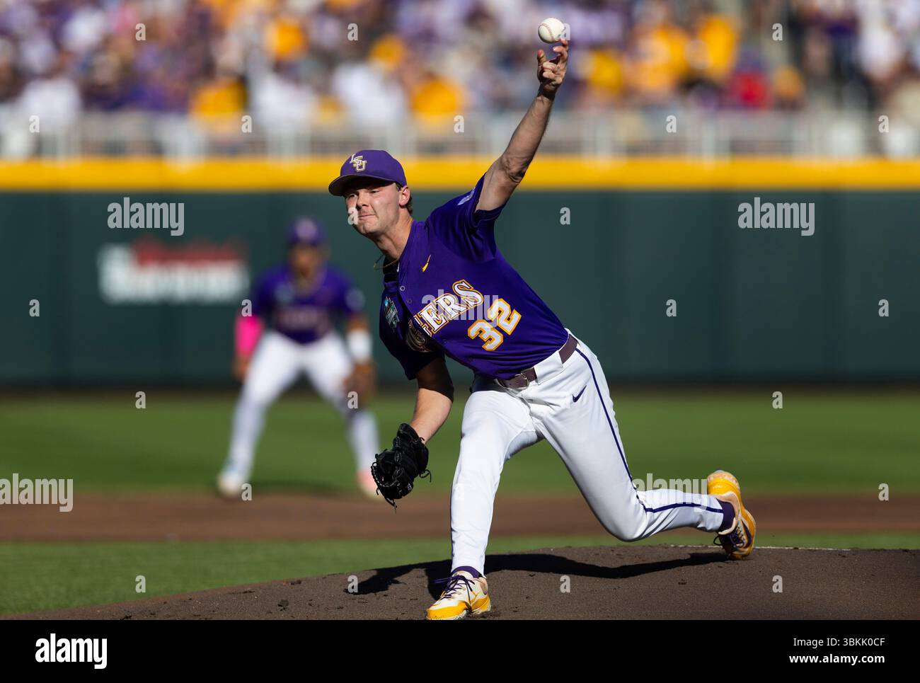 LSU starting pitcher Kade Anderson (32) throws against Coastal Carolina ...