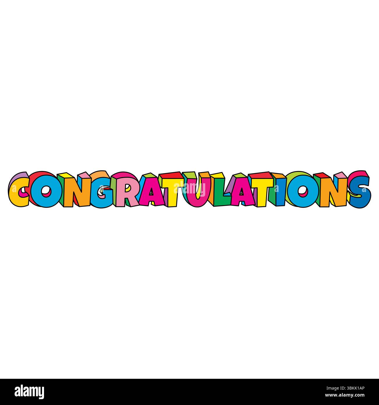 colorful congratulations cartoon text art fun illustration Stock Vector ...
