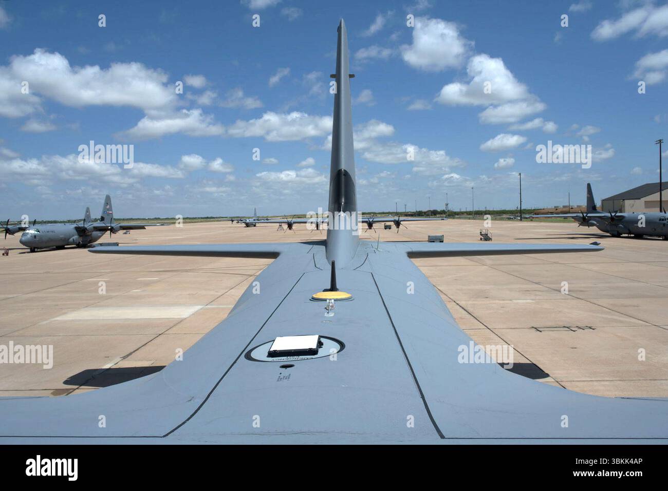 A Starshield mini hatch-mount antenna installed on a C-130J Super ...