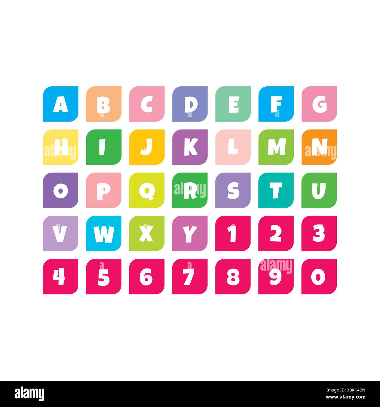 alphabet and numbers icon vector illustration bright colors and fun ...