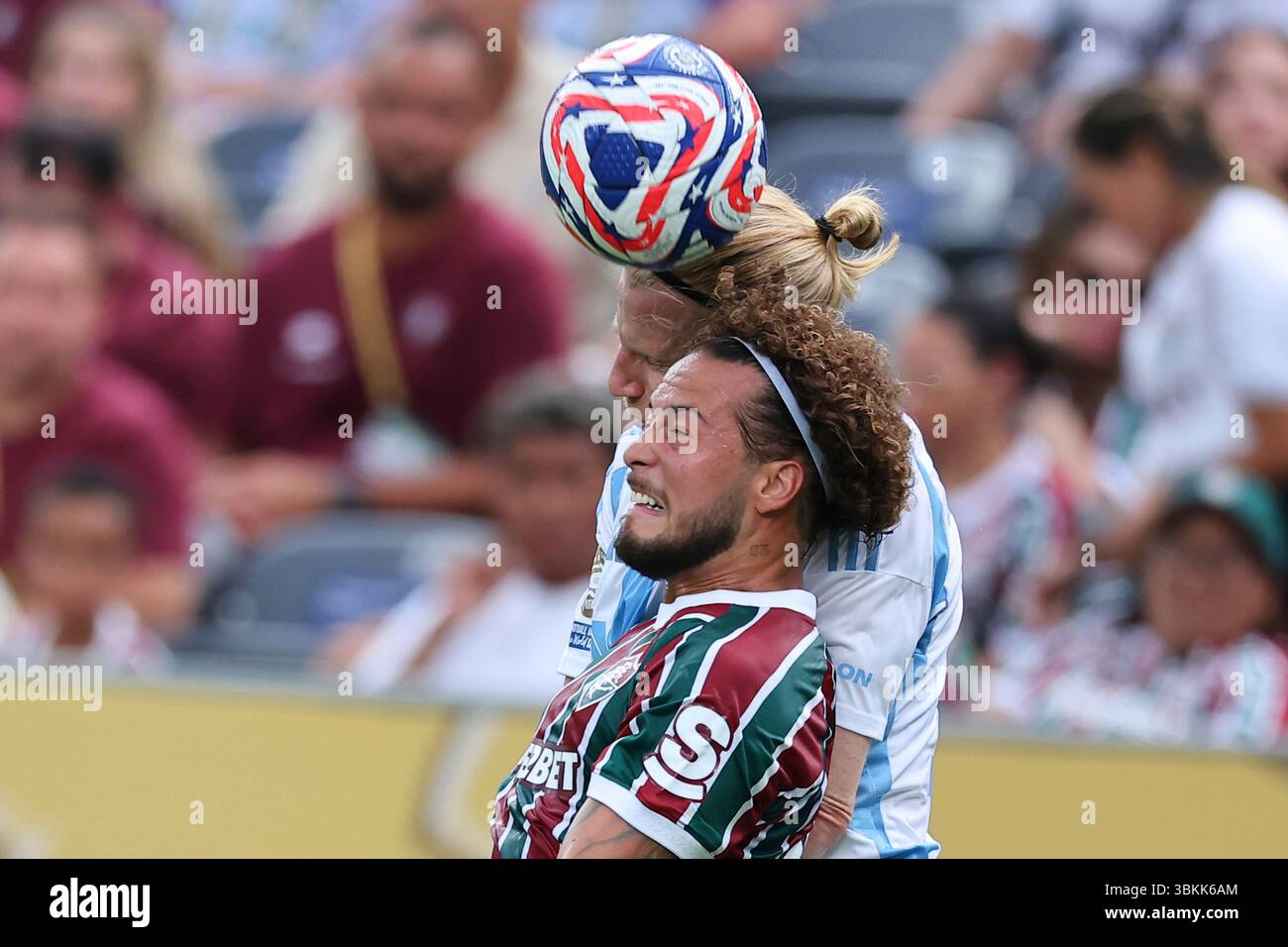 EAST RUTHERFORD, NJ - JUNE 21: Guga #23 of Fluminense FC heads the ball ...